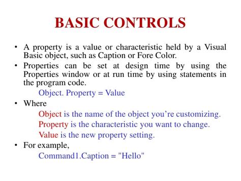 Basic Controls Of Visual Basic 60