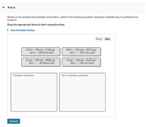 Solved Part A Based On The Standard Free Energies Of Chegg