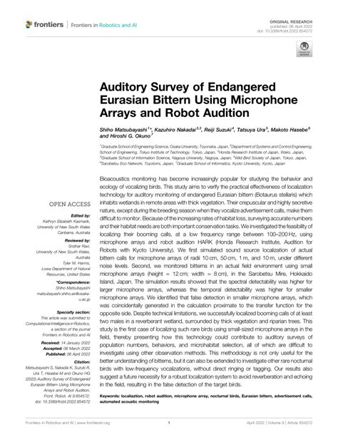 Pdf Auditory Survey Of Endangered Eurasian Bittern Using Microphone