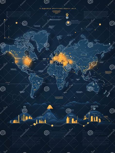 World Map Showcasing Global Data With Vibrant Highlights And Geographical Features In A Modern