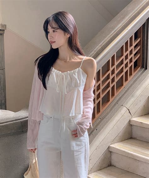 쇼퍼랜드 기획 레터 골지 크롭 브이넥 썸머 니트 가디건 color
