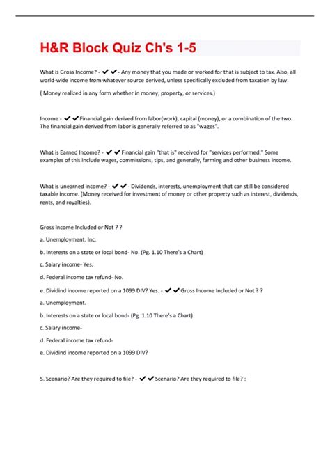handr block quiz ch s 1 5 questions and answers already graded a handr
