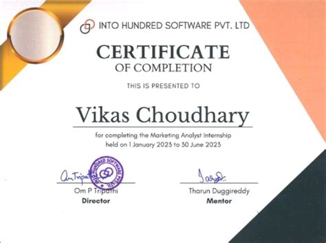 Vikas Choudhary On Linkedin Completed My Internship At Into Hundred