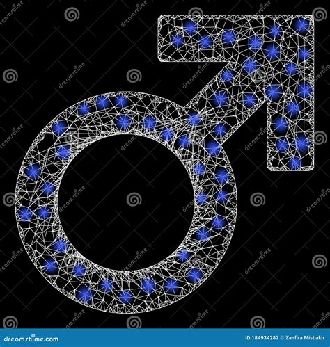 Bright Web Network Male Symbol With Lightspots Stock Vector Illustration Of Erection Effect