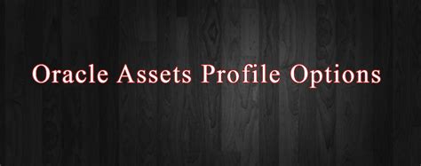 Oracle Assets Profile Options SyedSaadAli