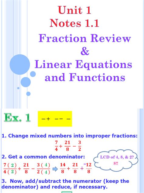 1 1 fraction review and linear equations and functions pdf