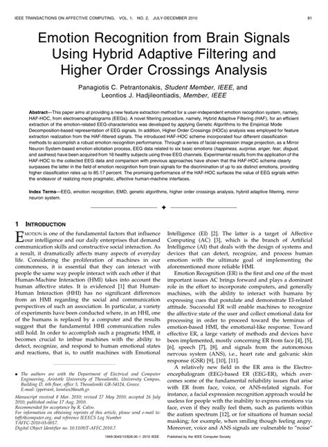 Pdf Emotion Recognition From Brain Signals Using Hybrid Adaptive Filtering And Higher Order
