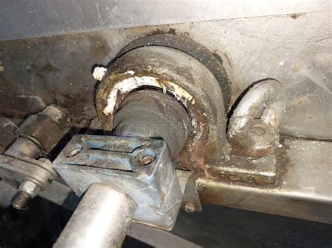 Machinery Component Showing Industrial Wear And Tear On Bearing Support