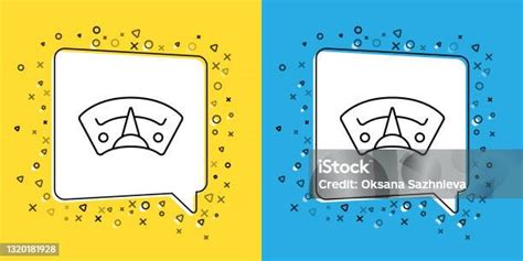 노란색과 파란색 배경에 격리 된 라인 모터 가스 게이지 아이콘을 설정합니다 빈 연료 미터 전체 탱크 표시 벡터 0명에 대한 스톡 벡터 아트 및 기타 이미지 Istock