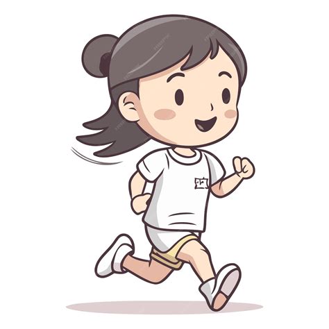 Premium Vector Running Girl Cartoon Character Vector Illustration