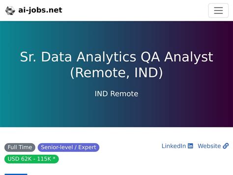Hiring Sr Data Analytics Qa Analyst Remote Ind Remote Raiml