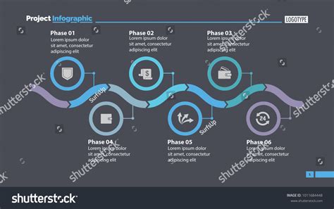 Six Phase Process Chart Slide Template Stock Vector Royalty Free