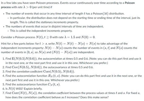 In A Few Labs You Have Seen Poisson Processes Events Chegg Com