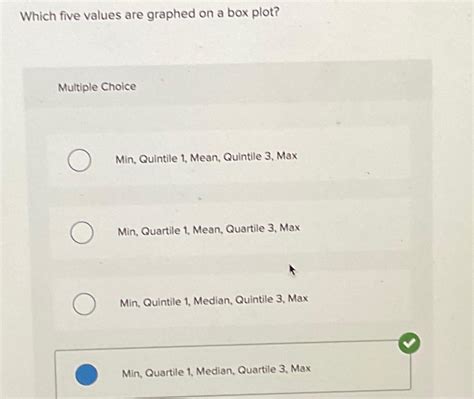 solved which five values are graphed on a box plotmultiple