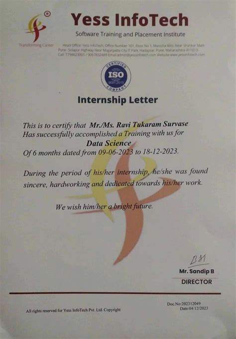 Ravi Survase On Linkedin Internship