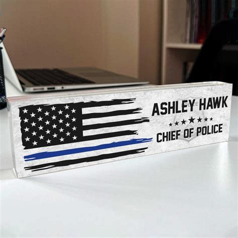 Personalized Police Name Plate For Desk Custom Name Clear Acrylic