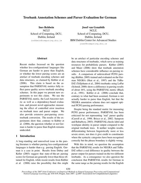 Pdf Treebank Annotation Schemes And Parser Evaluation For German