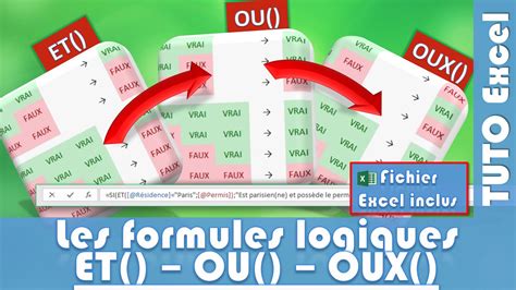 Les Formules Logiques Et Ou Et Oux Dexcel Pour Combiner Des