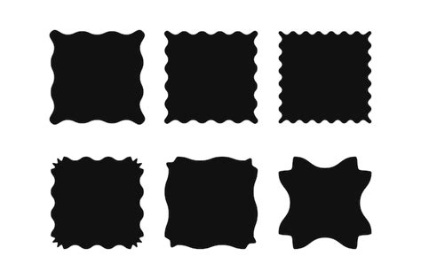 Premium Vector Square Black Shapes With Wavy Edges Curve Borders