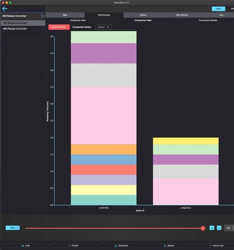 using reactime to compare performance snapshots for a react app by