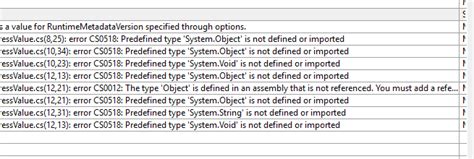 c predefined type system object is not defined or imported stack