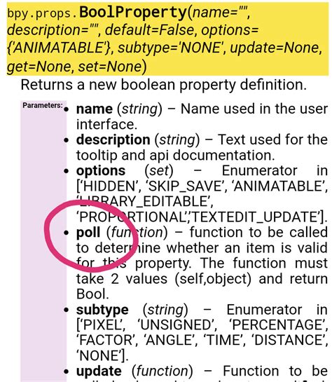 Python Poll Function For A BoolProperty Blender Stack Exchange