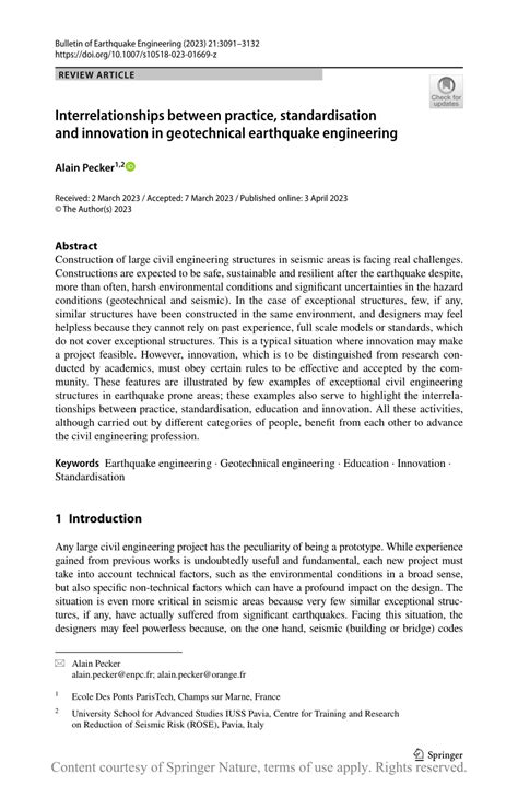 Pdf Interrelationships Between Practice Standardisation And Innovation In Geotechnical