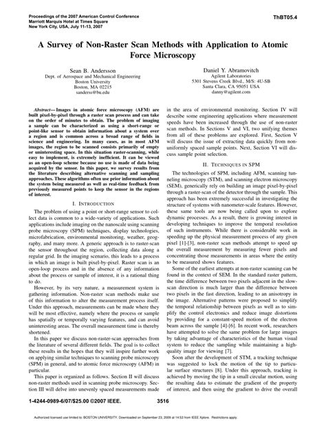 Pdf A Survey Of Non Raster Scan Methods With Application To Atomic Force Microscopy