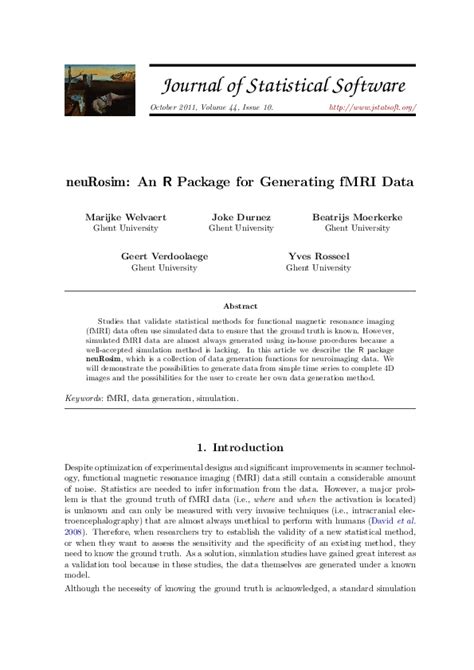 Pdf Neurosim An R Package For Generating Fmri Data