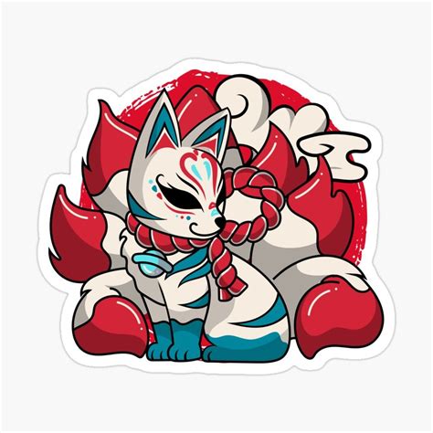 Blood Moon Kitsune Yokai Chibi Sticker For Sale By Chibicollectors