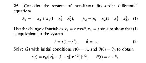 solved 25 consider the system of non linear first order