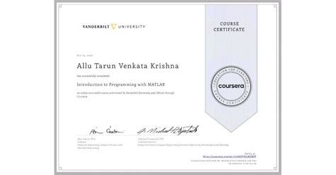 Allu Tarun Venkata Krishna On Linkedin Matlab Coursera