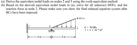 solved a derive the equivalent nodal loads on nodes 2 and