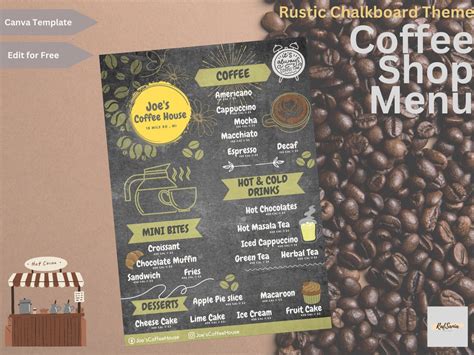 Coffee Shop Menu Template Canva Template Edit For Free Rustic