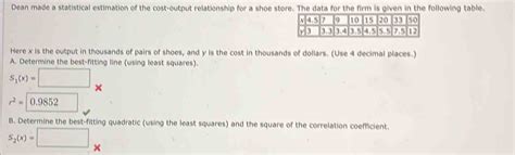 solved dean made a statistical estimation of the cost output