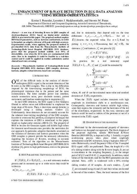 Pdf Enhancement Of R Wave Detection In Ecg Data Analysis Using Higher