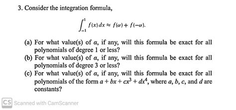 Solved Consider The Integration Formula I Fla F X Dx Chegg Com