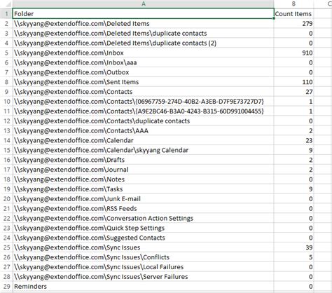 How To Export Outlook Message Counts To Excel Workbook