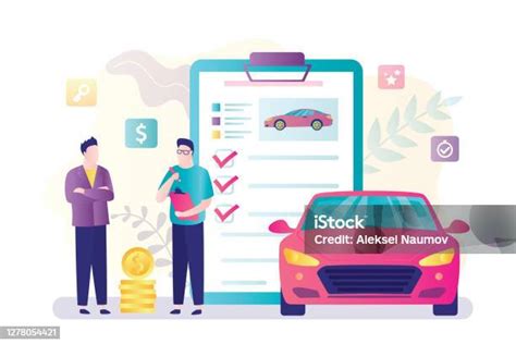 남자 여행자 렌트카 세일즈맨 및 렌터카 또는 공유 계약 운송 비즈니스 자동차 딜러 또는 카셰어링 현대 차량 동의에 대한 스톡 벡터 아트 및 기타 이미지 Istock