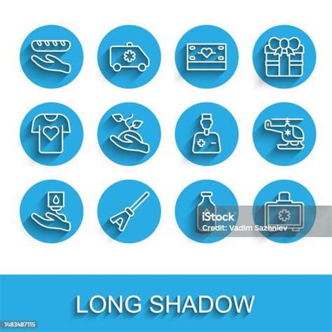 헌혈 걸레 기부 음식 물병 구급 상자 나무 심기 자원 봉사 팀 구조 헬리콥터 및 남성 의사 아이콘을 설정합니다 벡터 건강 진단에 대한 스톡 벡터 아트 및 기타 이미지