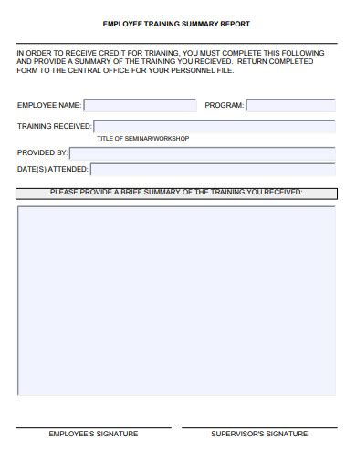 5 Training Summary Report Templates In Pdf