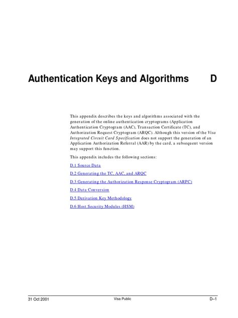 20331623 Visa Integrated Circuit Card Specification Anexo D Pdf Emv Cryptography
