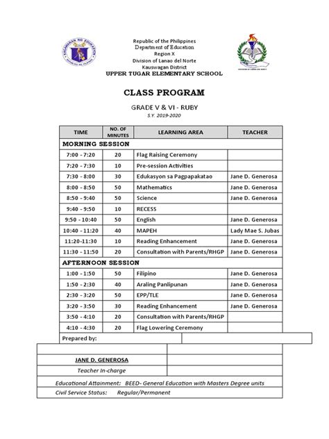 Class Program Grade 5 And 6 Pdf Human Nature Teachers