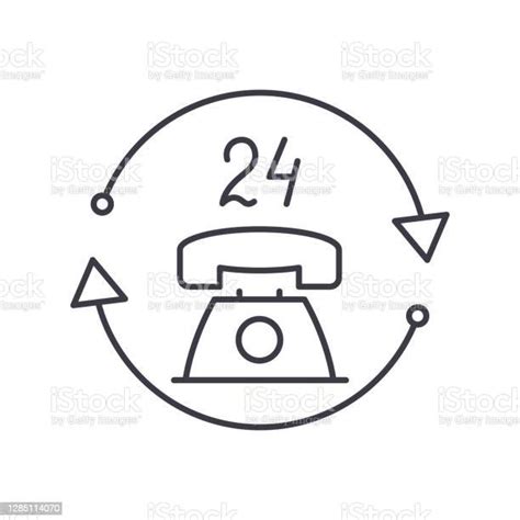 24시간 서비스 아이콘 선형 격리 된 그림 얇은 선 벡터 웹 디자인 기호 흰색 배경에 편집 가능한 스트로크가있는 개요 개념 기호 0명에 대한 스톡 벡터 아트 및 기타 이미지