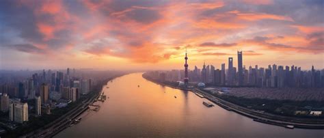 Premium AI Image Dazzling Urban Landmarks Of Shanghai