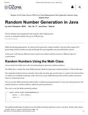 Random Number Generation In Java DZone Java Pdf Random Number Generation In Java