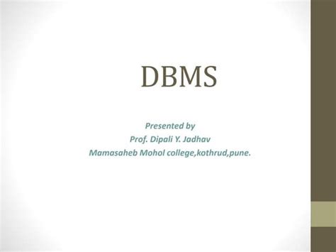 Chapter-1 Introduction to Database Management Systems | PPT