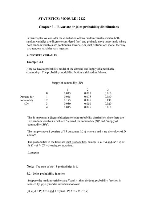 Bivariate Or Joint Probability Distributions