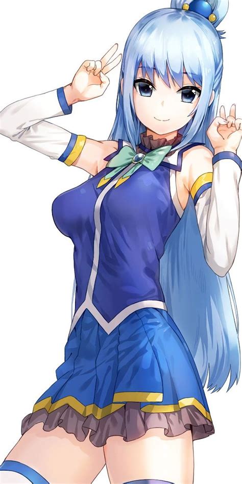 Обои на рабочий стол Аниме Улыбка Юбка Голубые Глаза Длинные