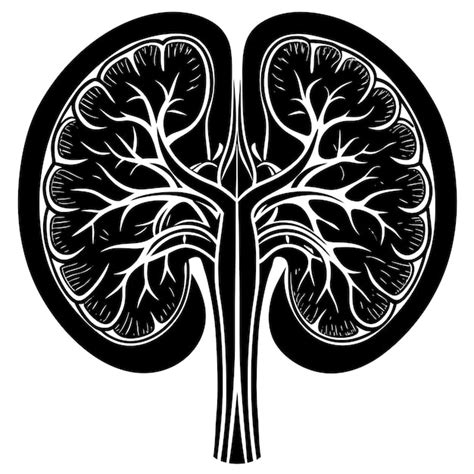 Illustrazione Vettoriale Della Silhouette Nera Del Rene Umano Anatomia